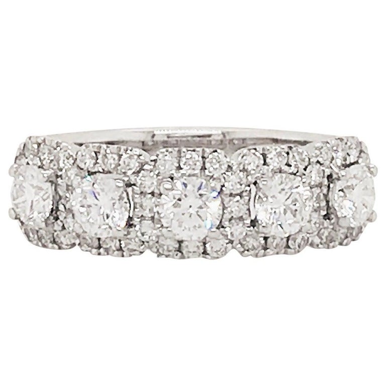 Customizable Diamond Halo Anniversary Band, 1.18 Ct Five-Round Diamond ...