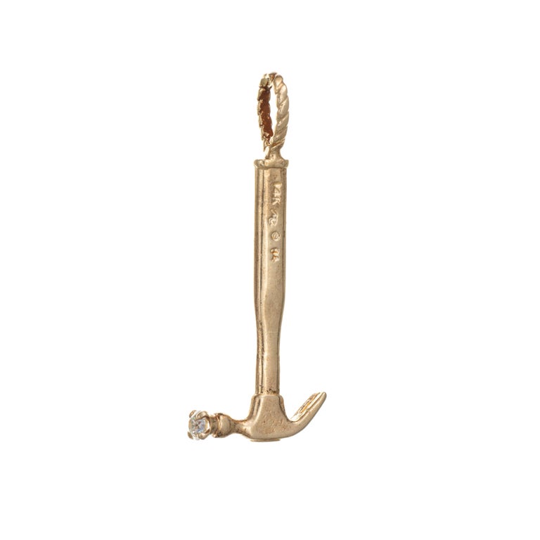 Diamond Hammer Charm Vintage 14k Yellow Gold Estate Construction ...