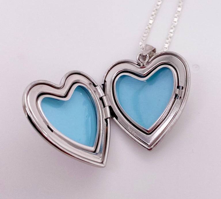 Diamond Heart Locket with Diamond Star in Sterling Silver Chain For ...