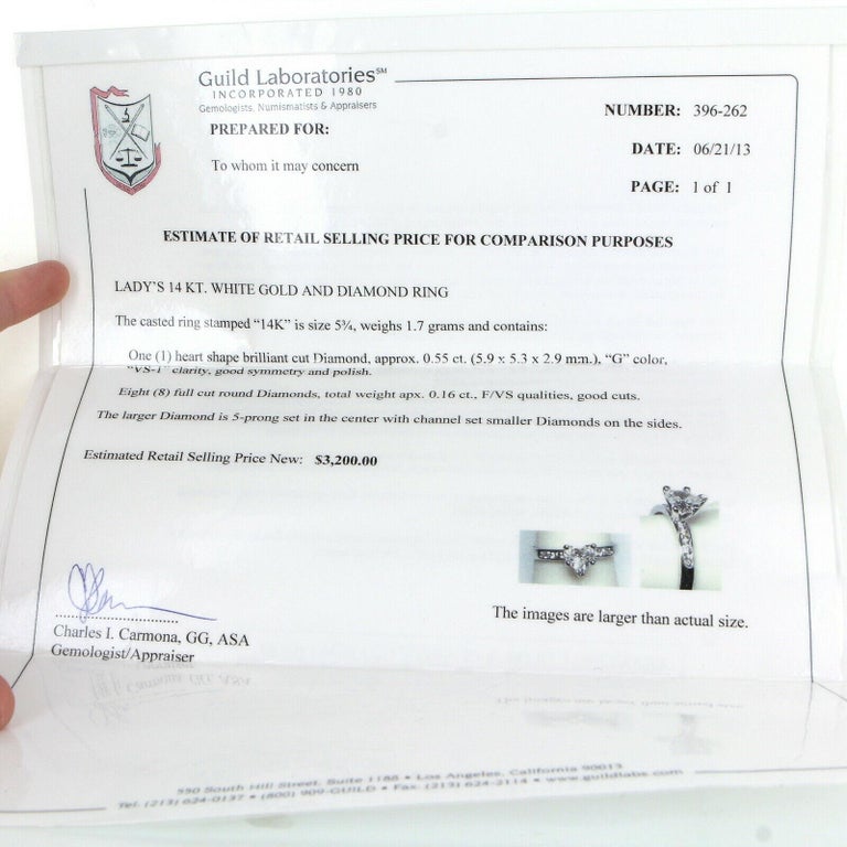 Diamond Heart Solitaire Engagement Ring Vintage 14 Karat Gold 5.75 ...