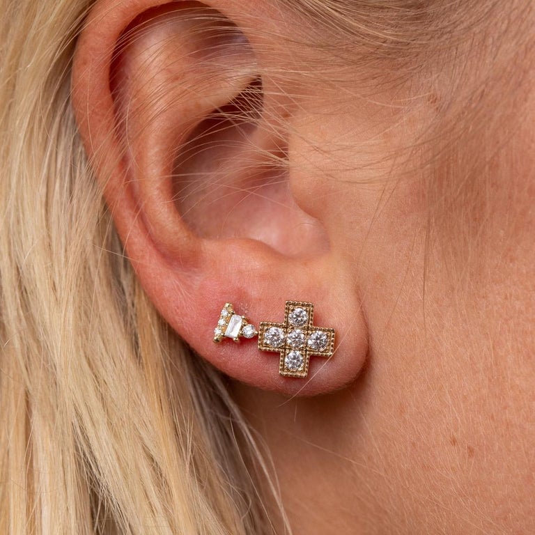 Diamond Heirloom Studs 14k White Gold For Sale at 1stDibs