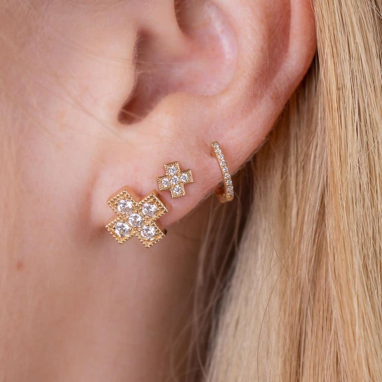 Diamond Heirloom Studs 14k Yellow Gold For Sale at 1stDibs