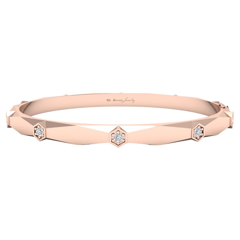 Diamond Hexagon Mirror Bangle in 18 Karat Rose Gold For Sale at 1stDibs