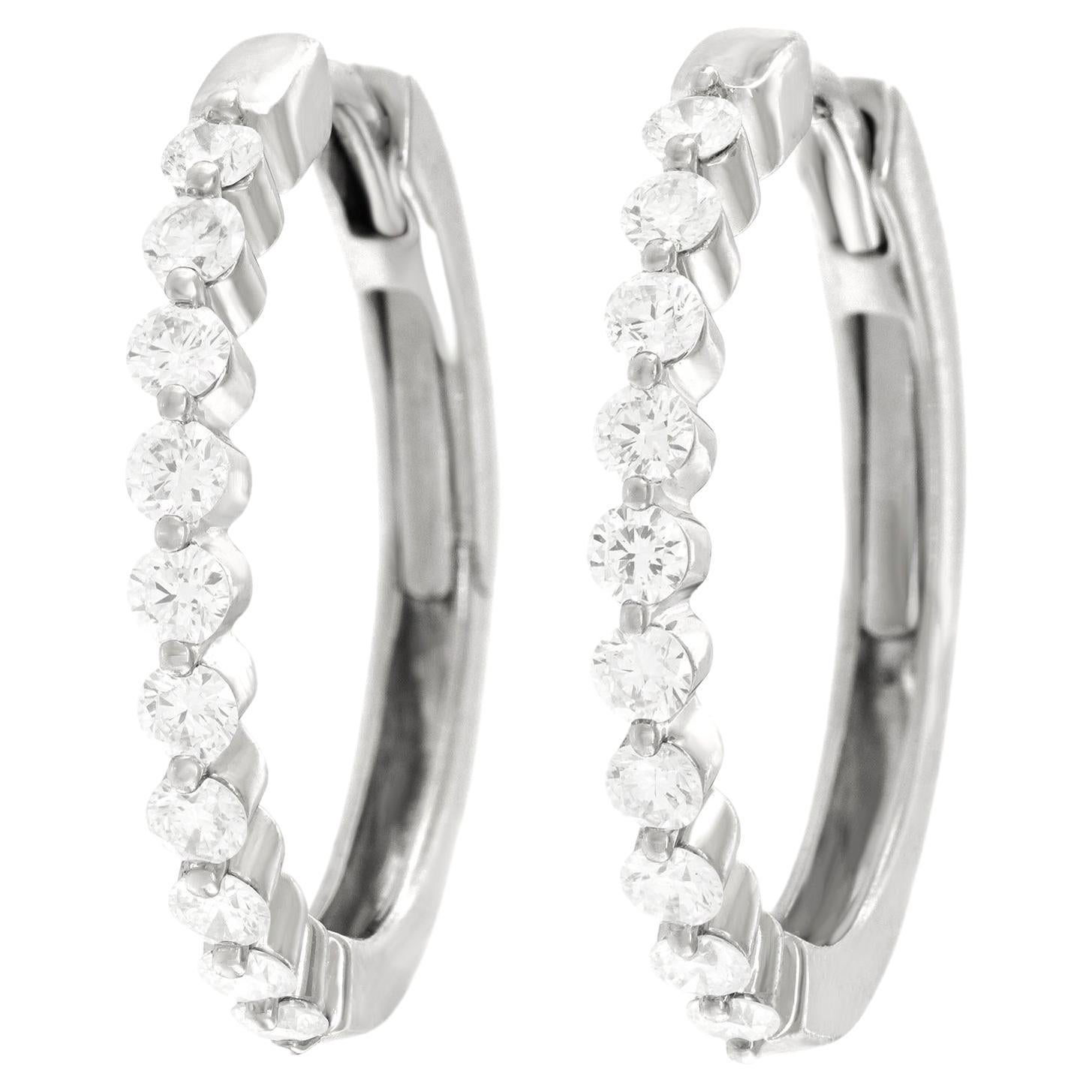Diamond Hoops 14k American at 1stDibs