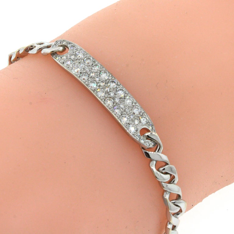 Diamond ID Bangle Chain Bracelet For Sale at 1stDibs