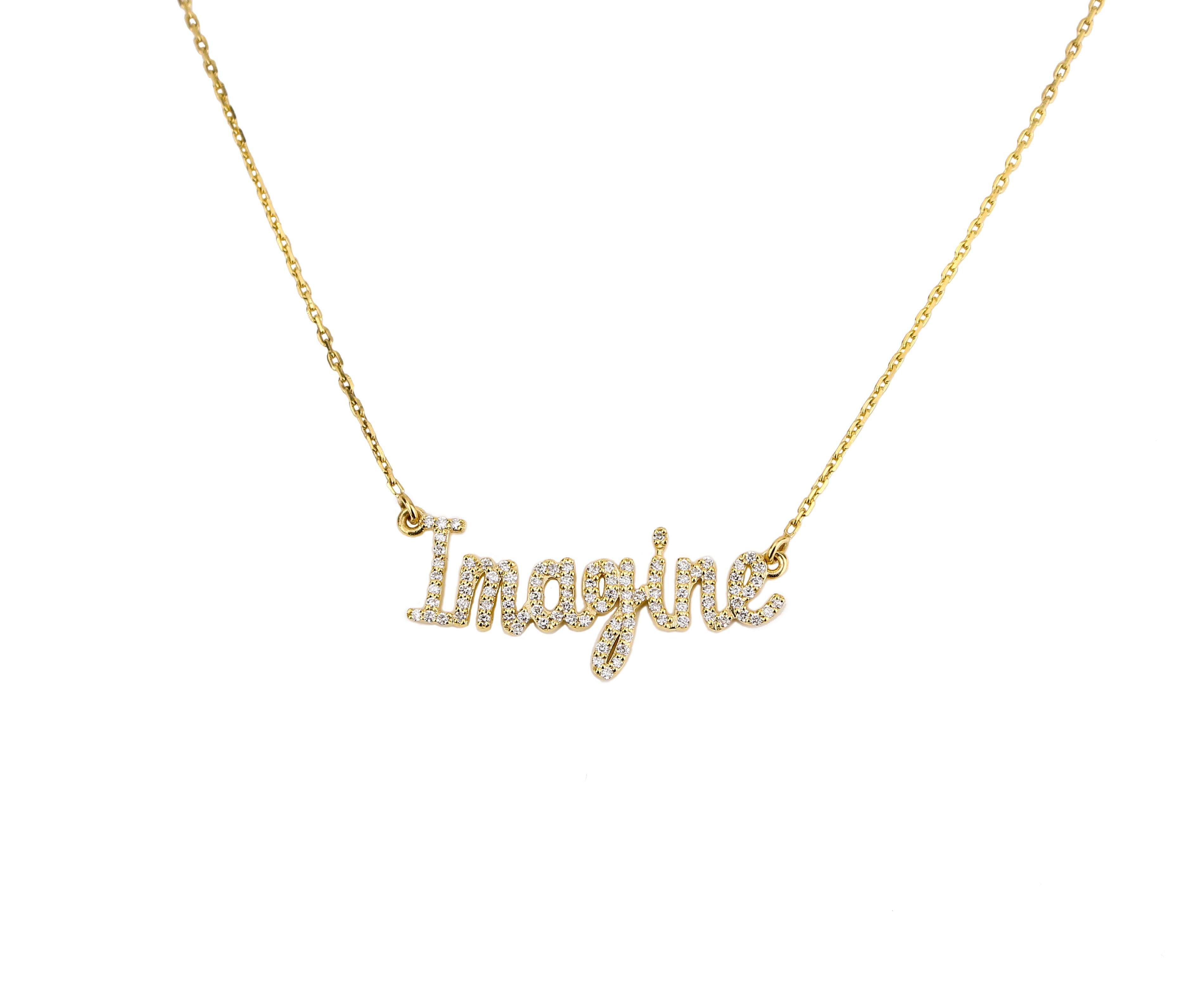 Diamond Imagine Pendant Necklace in 18k Solid Gold For Sale at 1stDibs