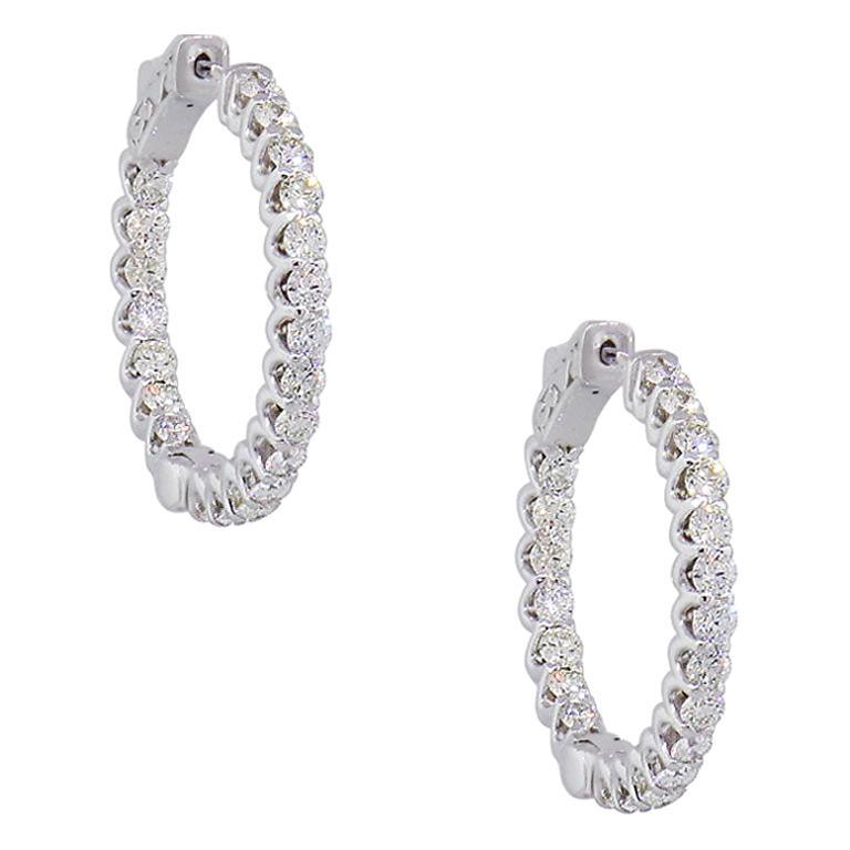 Diamond In and Out Hoop Earrings For Sale at 1stDibs
