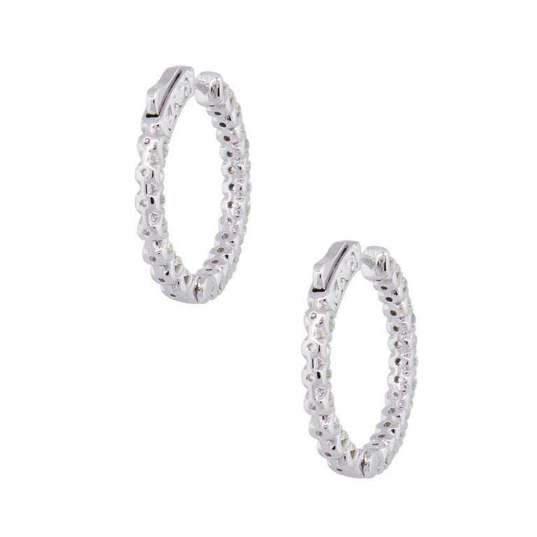 Diamond In and Out Hoop Earrings For Sale at 1stDibs