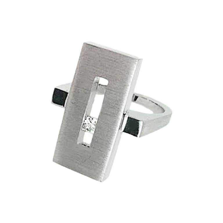Customizable Diamond in White Gold Suspended Rectangle Ring For Sale at ...
