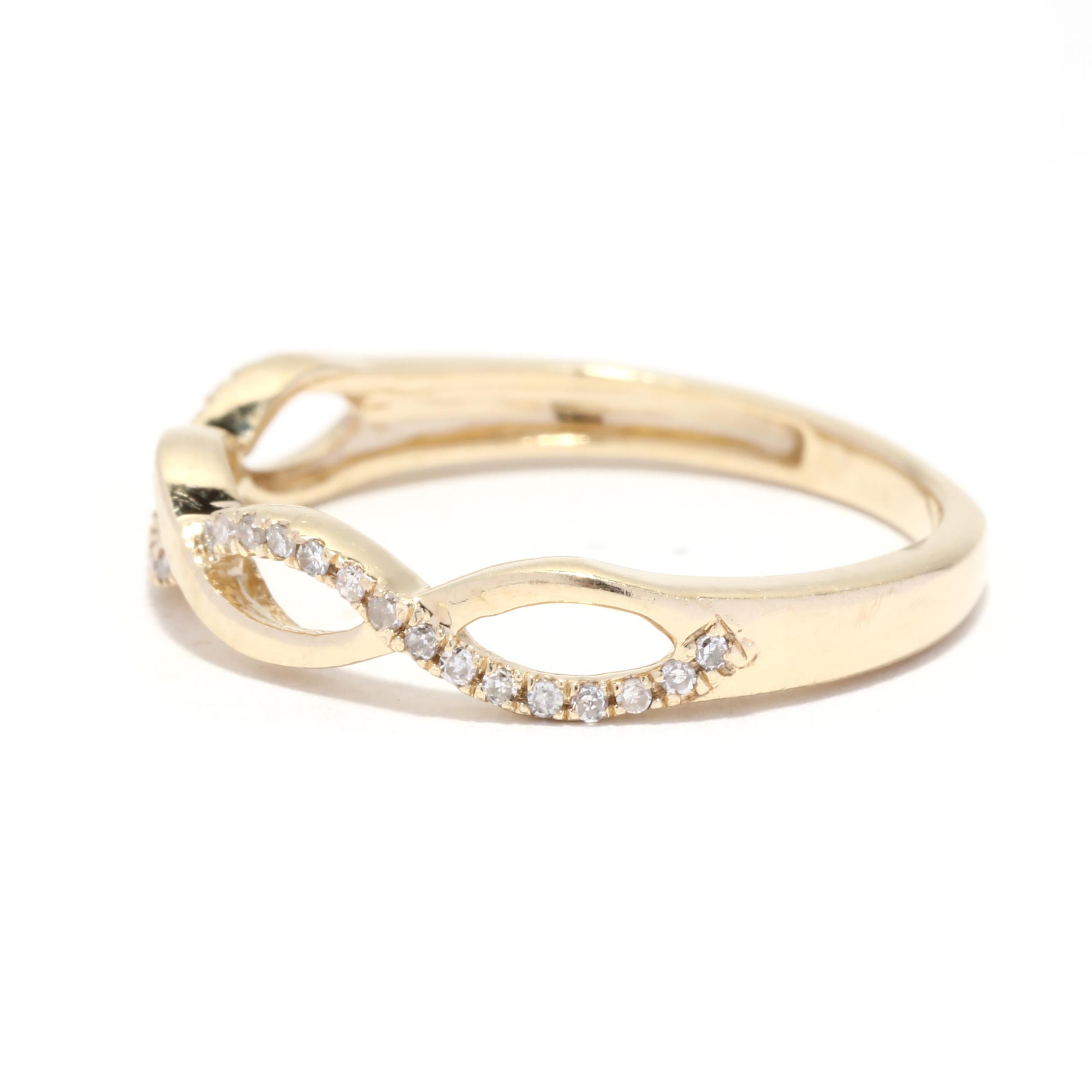 Diamond Infinity Band Ring, 10K Yellow Gold, Diamond Wedding Band For ...