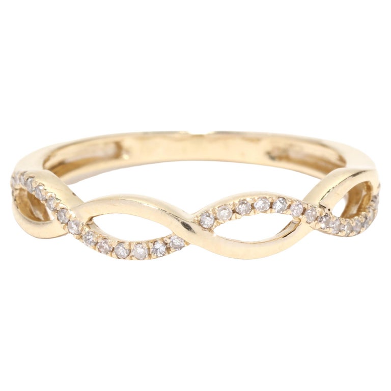 Diamond Infinity Band Ring, 10K Yellow Gold, Diamond Wedding Band For ...
