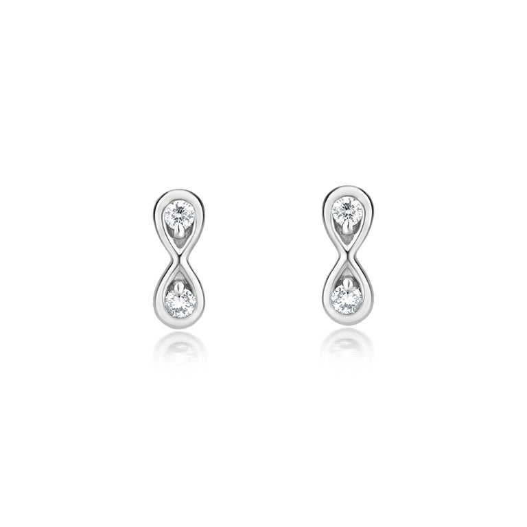 Luxle Diamond Infinity Stud Earrings in 18k White Gold For Sale at 1stDibs