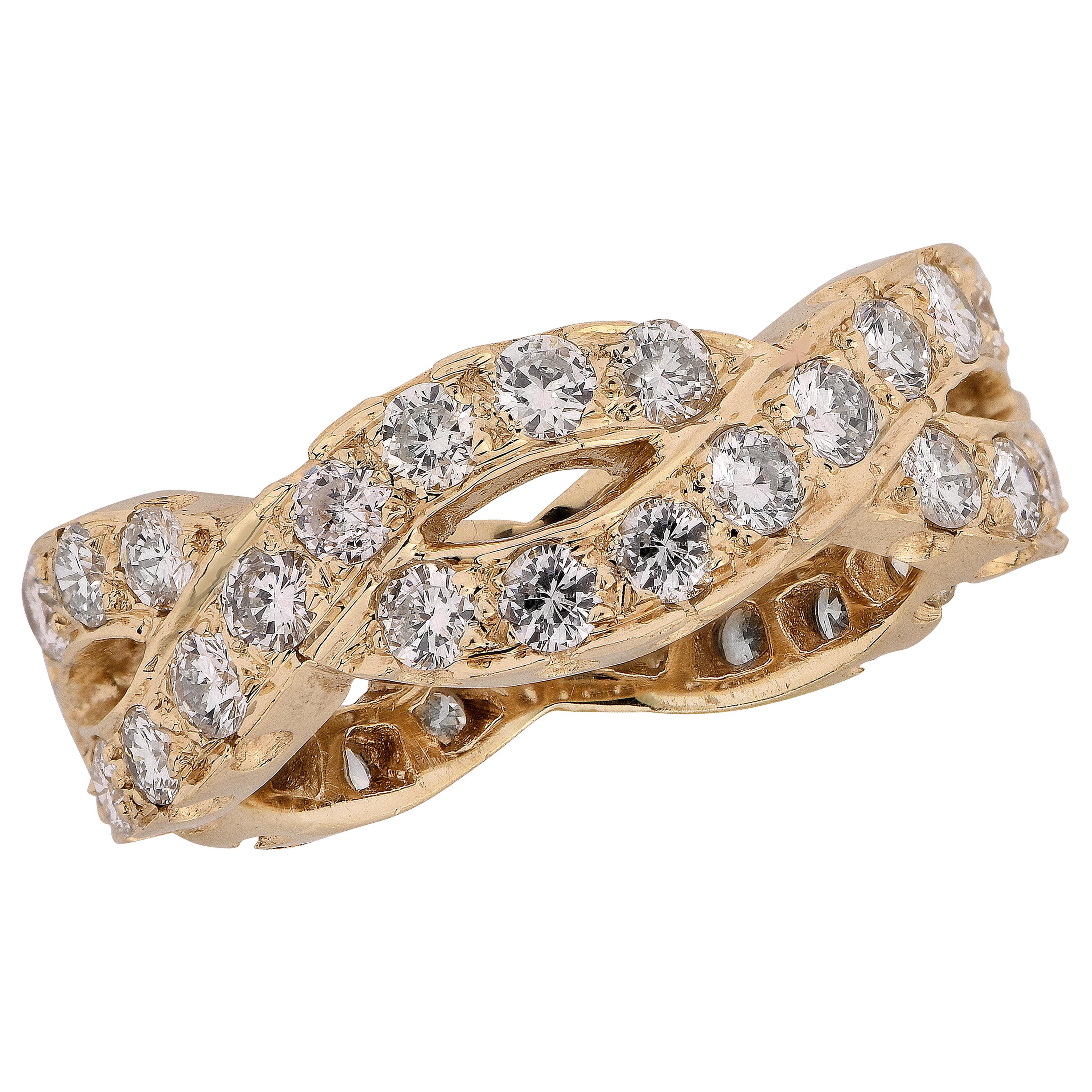 Cartier "Logo De Cartier" Diamond Gold Double C Ring at 1stdibs