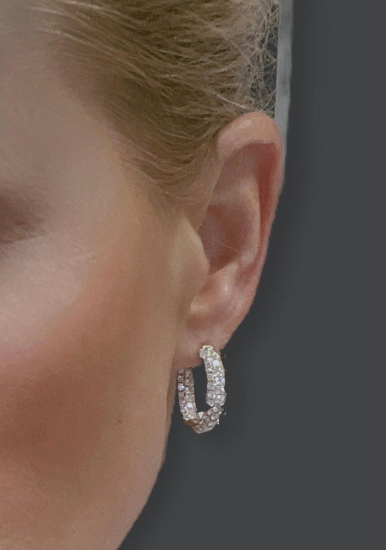 Diamond Inside Out Hoops For Sale at 1stDibs