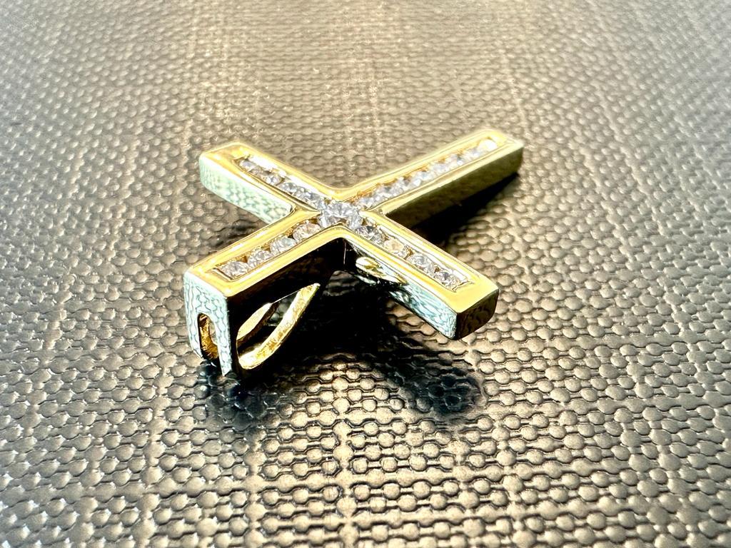 Diamond Italian Cross 18 Karat Yellow Gold at 1stDibs