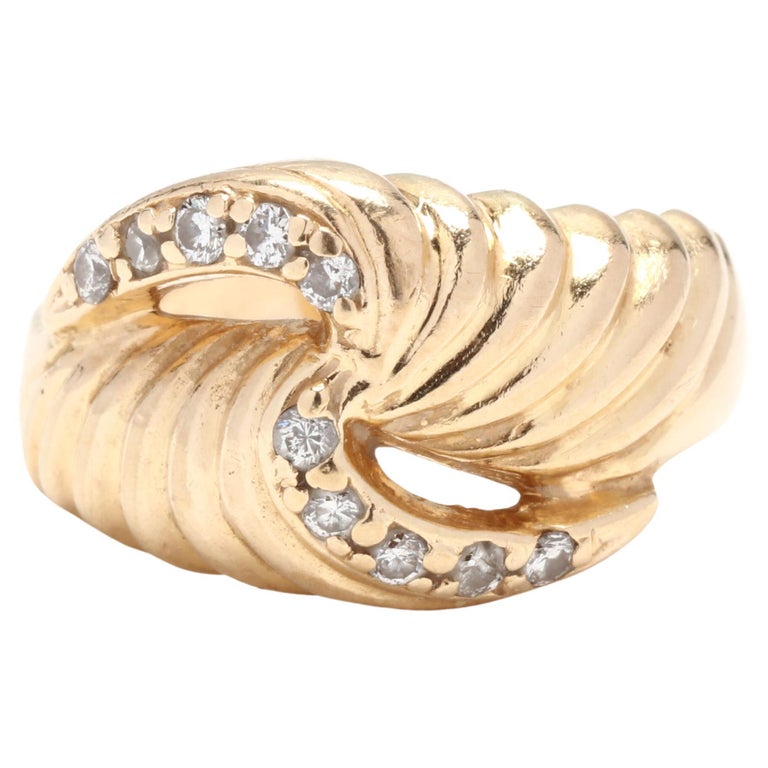 Diamond Knot Cocktail Ring, 14KT Yellow Gold, Ring, Ridged Knot Ring ...