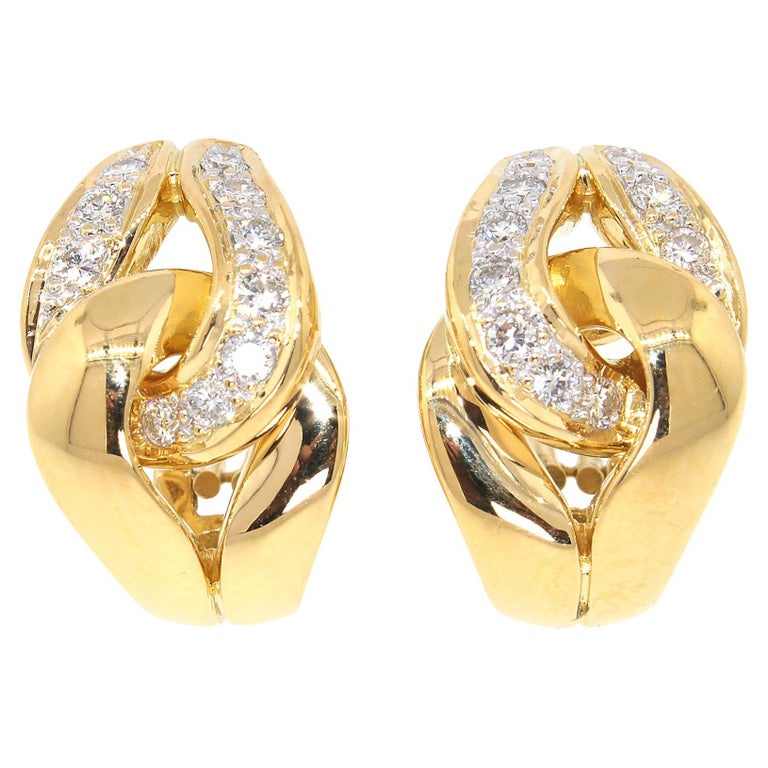 Diamond Knot Huggies Earrings For Sale at 1stDibs