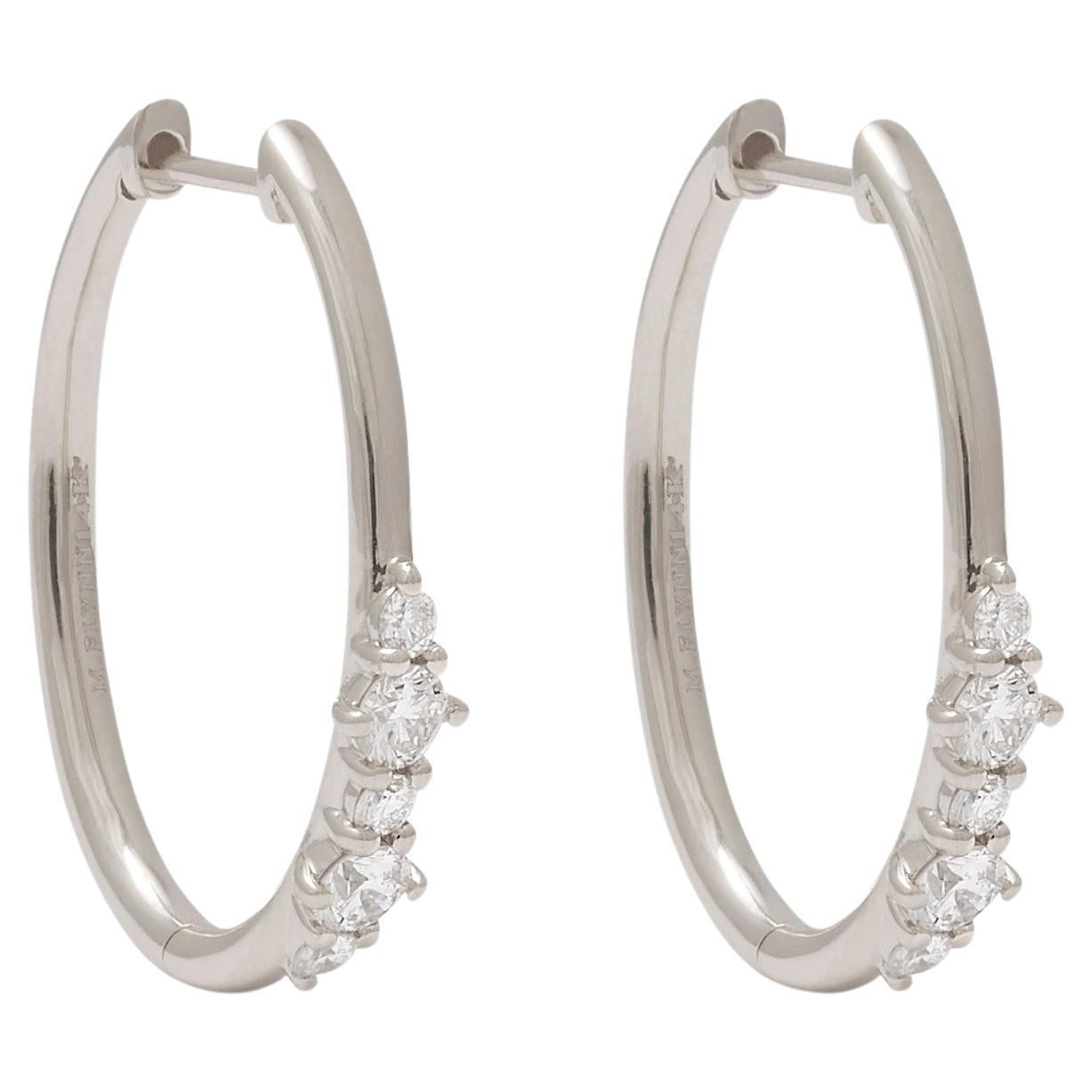 Diamond Ava Front Facing Hoops in 14K White Gold For Sale at 1stDibs