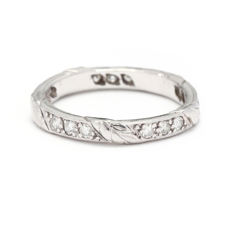 Diamond Leaf Eternity Wedding Band Ring, Platinum, Ring For Sale at 1stDibs