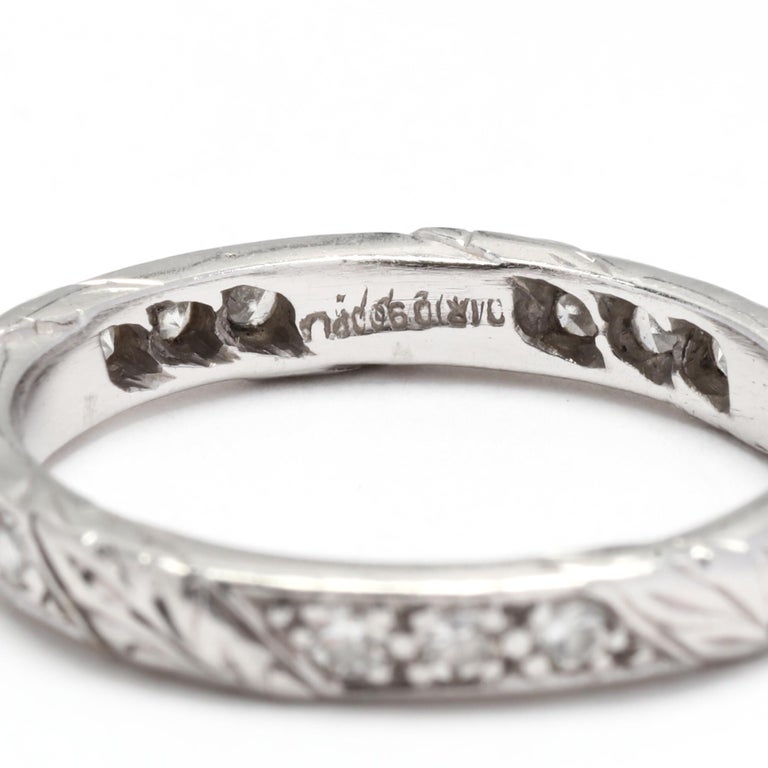 Diamond Leaf Eternity Wedding Band Ring, Platinum, Ring For Sale at 1stDibs