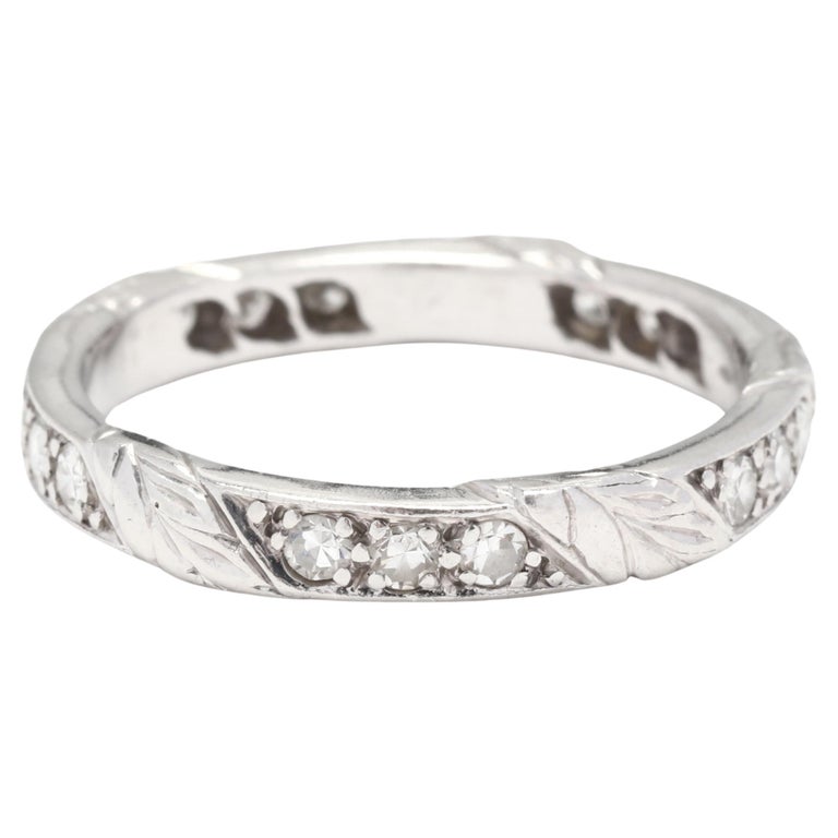 Diamond Leaf Eternity Wedding Band Ring, Platinum, Ring For Sale at 1stDibs