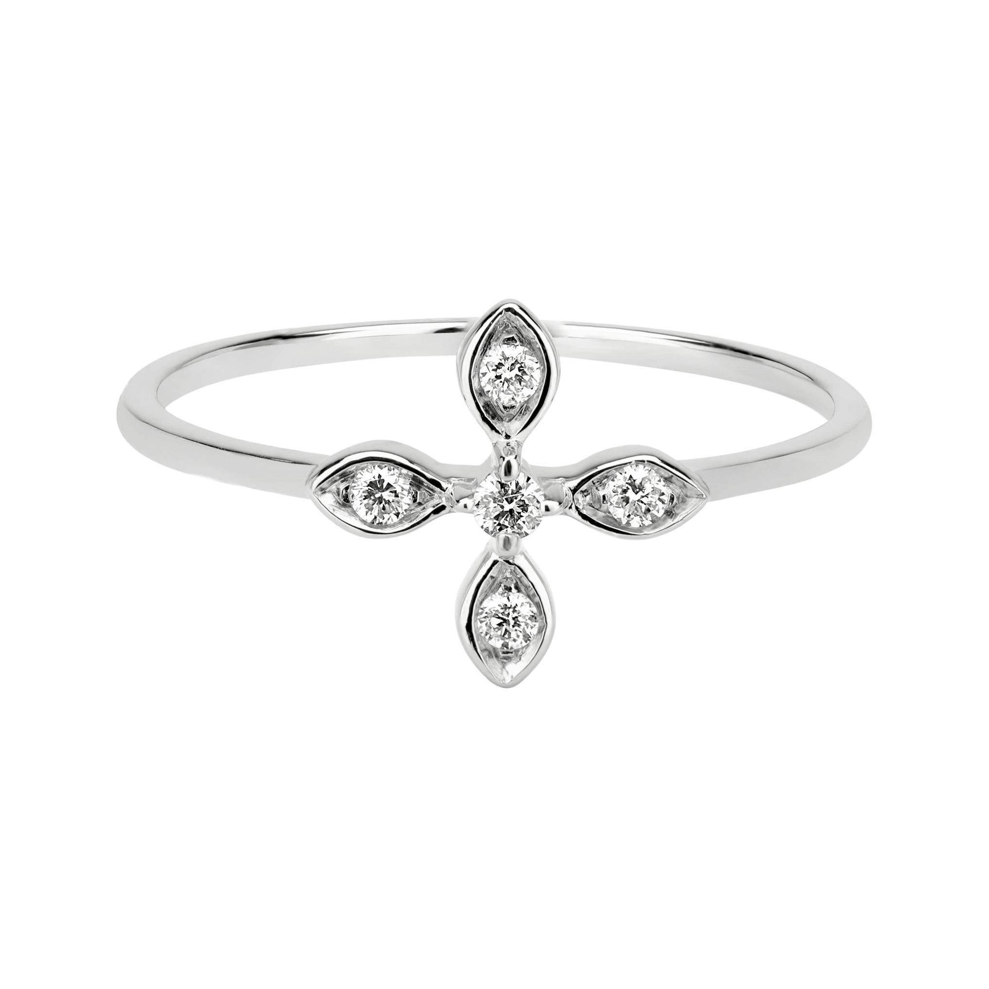 Sapphire Diamond White Gold Leaf Ring For Sale at 1stDibs