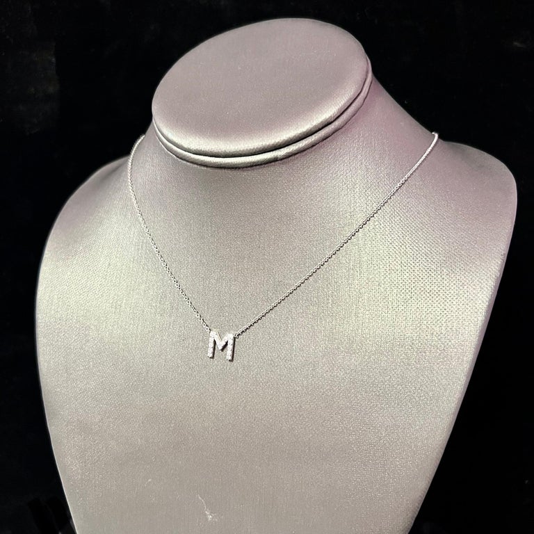 Diamond Letter "M" Pendant Necklace 14k Gold 0.19 TCW Certified For ...