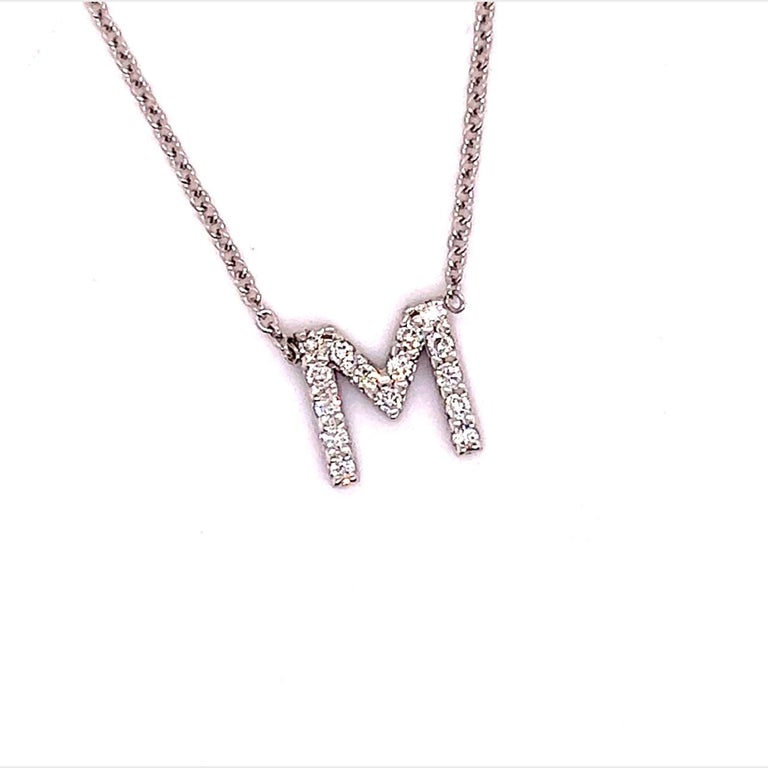 Diamond Letter "M" Pendant Necklace 14k Gold 0.19 TCW Certified For ...