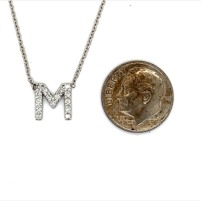 Diamond Letter "M" Pendant Necklace 14k Gold 0.19 TCW Certified For ...