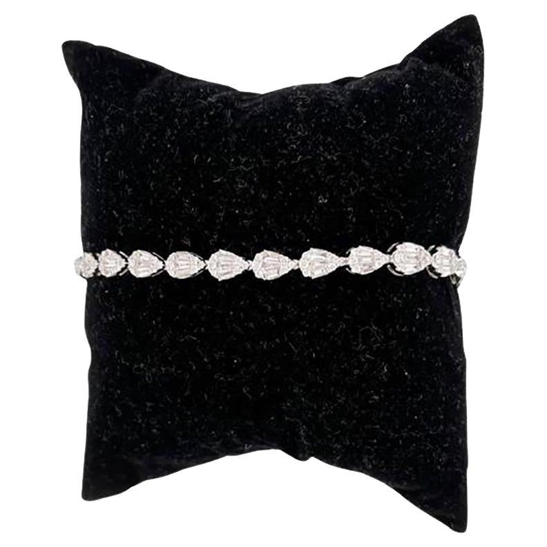 3.5 Ct Invisible Set Diamond Bracelet in 18K White Gold For Sale at 1stDibs