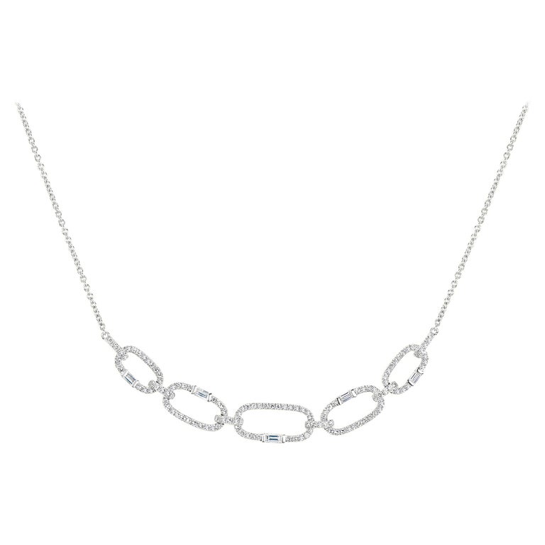 Diamond Link Chain Necklace in 18k White Gold at 1stDibs