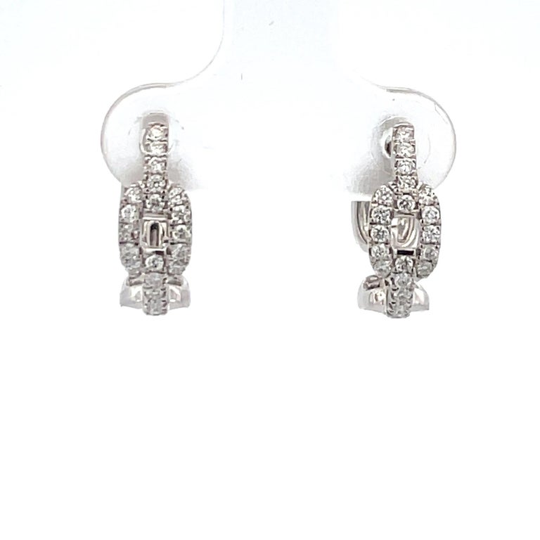 Diamond Link Hoop Earrings 0.32 Carats 14 Karat White Gold 2.9 Grams ...