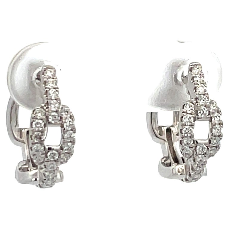 Diamond Link Hoop Earrings 0.32 Carats 14 Karat White Gold 2.9 Grams ...