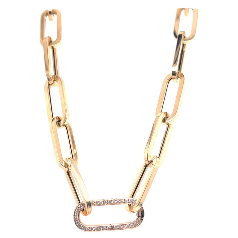 Diamond Link Paperclip Necklace For Sale at 1stDibs
