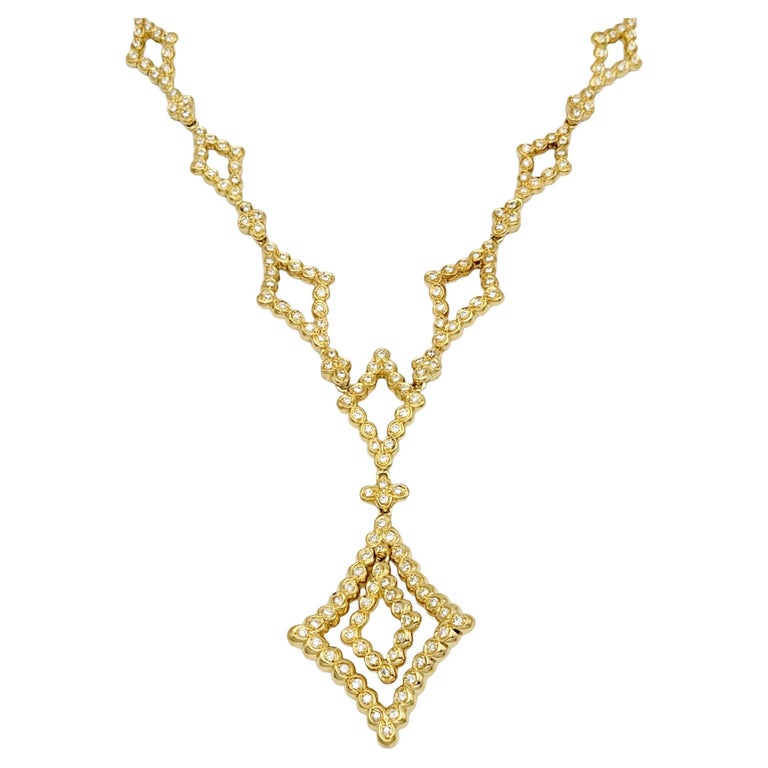 Diamond Link Shape Natural Diamond Chandelier Necklace in 18 Karat ...
