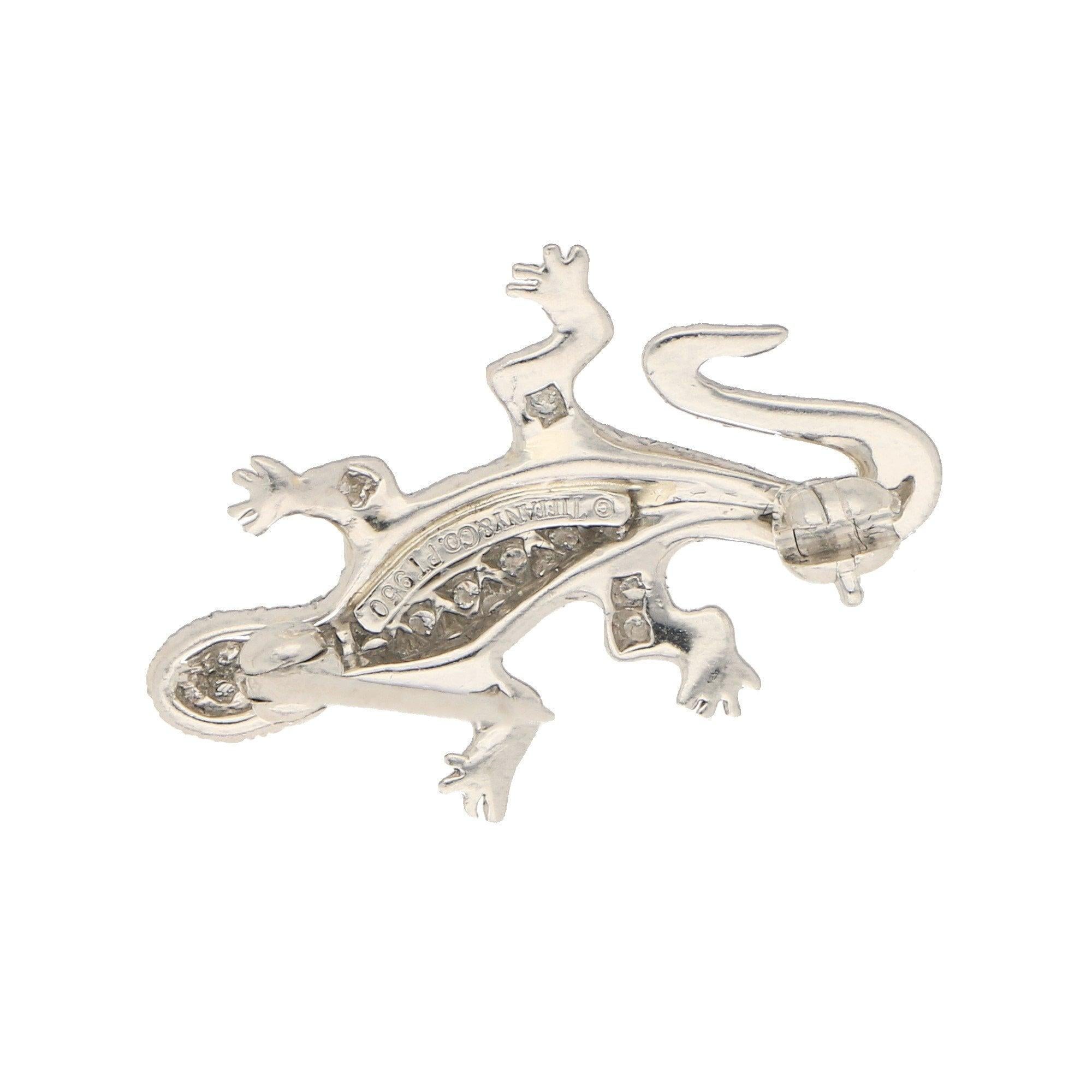 Diamond Lizard Brooch in Platinum, 1990s at 1stDibs | diamond lizard studio