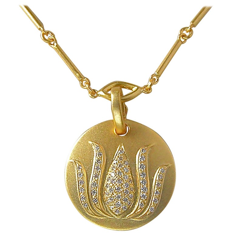 Diamond Lotus Flower Pendant For Sale at 1stDibs | diamond lotus pendant