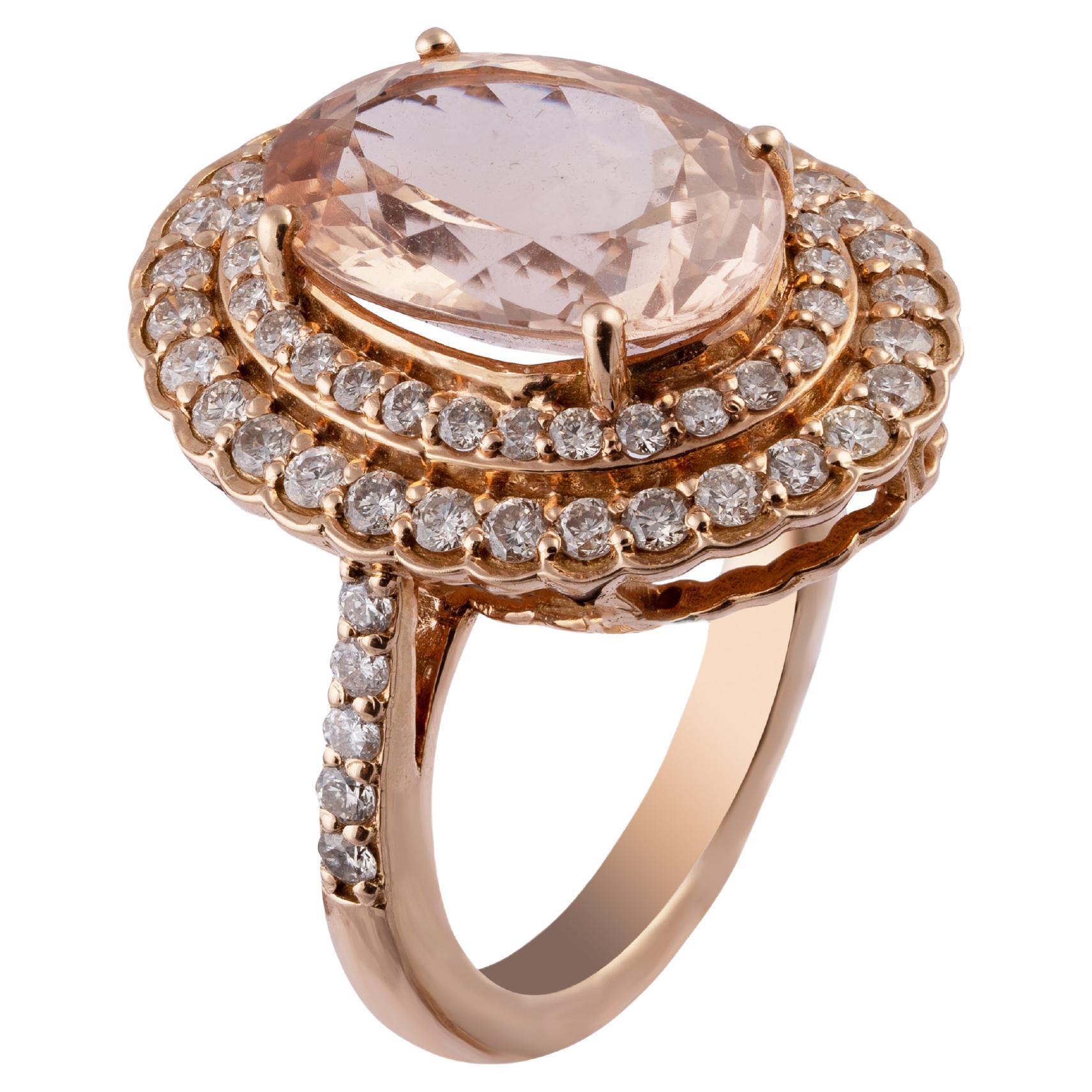 Valente Garnet Diamond Gold Large Ring at 1stDibs