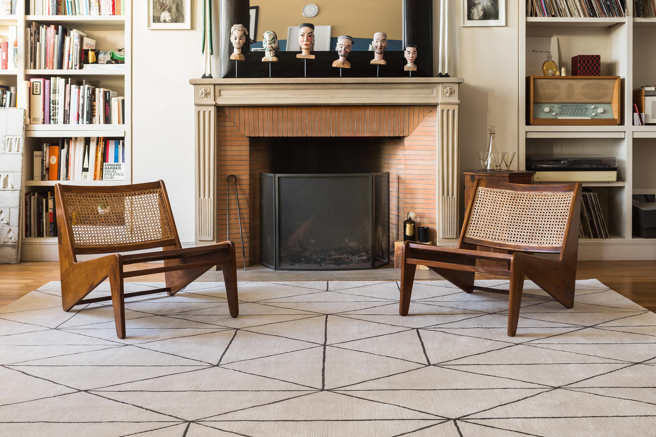 Diamond Maze Grey Hand-Knotted 10x8 Rug in Wool by The Rug Company For ...