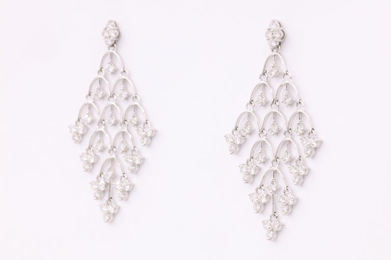 Diamond Mesh Drop Earrings 2.17 Carats 18 Karat White Gold For Sale at ...