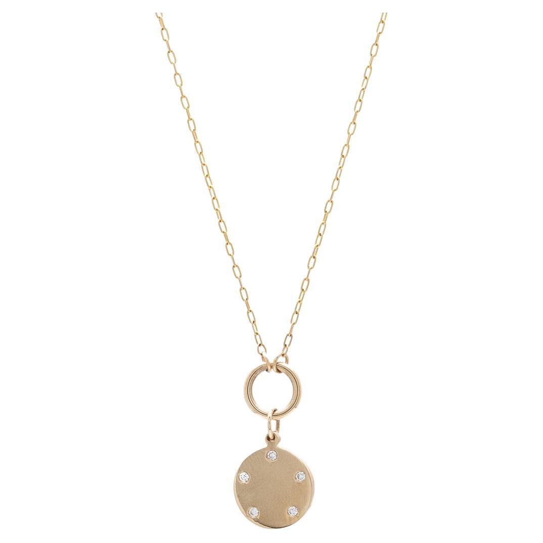 Diamond Token Necklace 14K Yellow Gold For Sale at 1stDibs