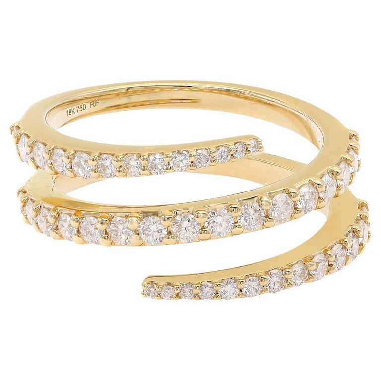 Diamond Multi-Row Spiral Engagement Ring in 18K Yellow Gold For Sale at 1stDibs