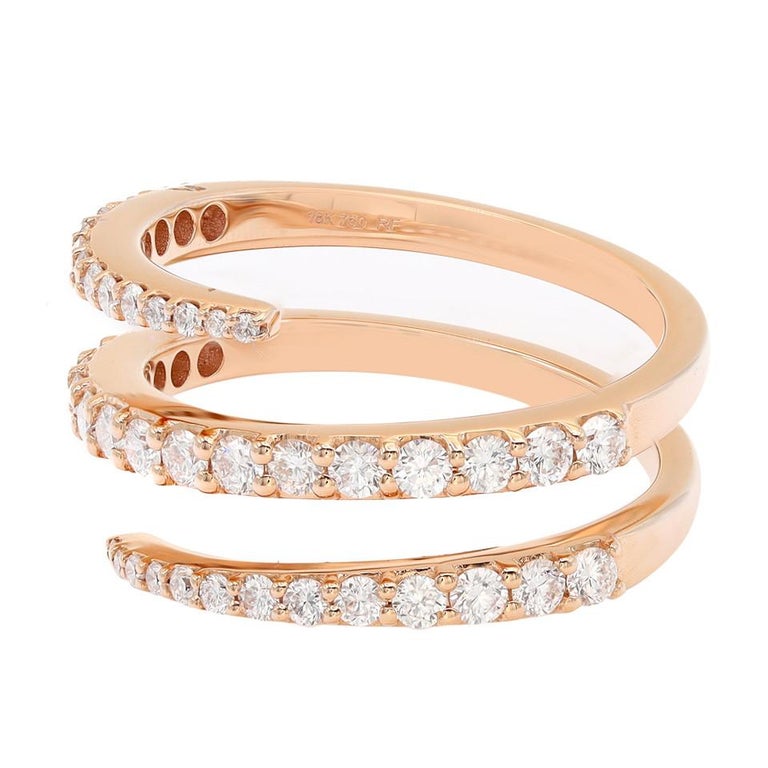 Diamond Multi-Row Spiral Ring in 18K Rose Gold For Sale at 1stDibs