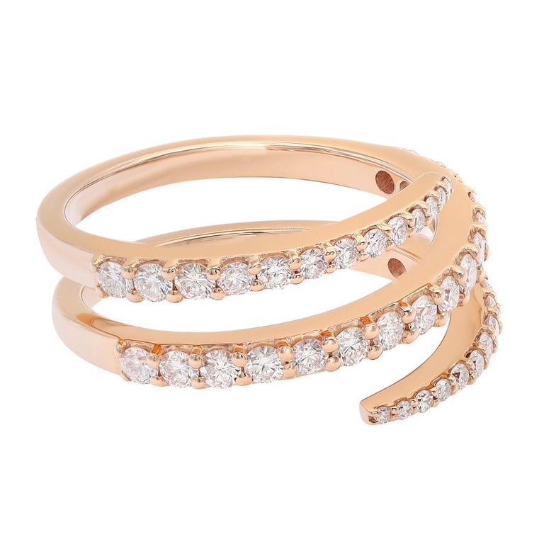 Diamond Multi-Row Spiral Ring in 18K Rose Gold For Sale at 1stDibs