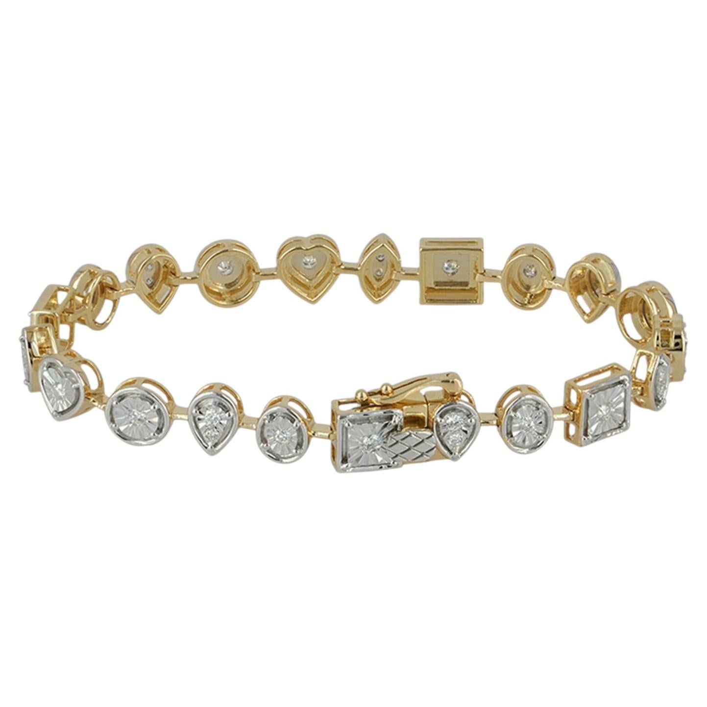 GIA Yellow Radiant, Oval and Pear Shape Diamond Bracelet in 18K Yellow ...