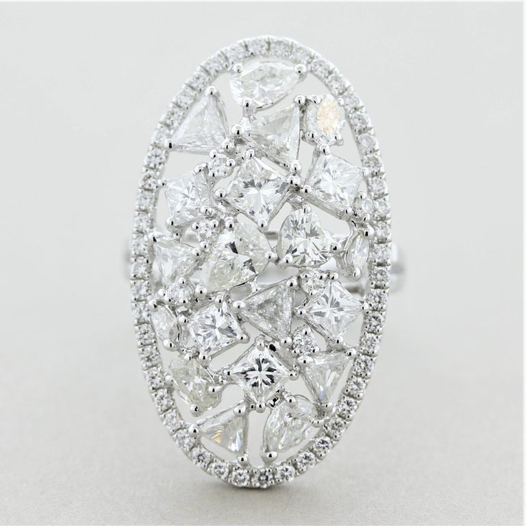 Diamond Multi-Shape Cluster Gold Ring For Sale at 1stDibs