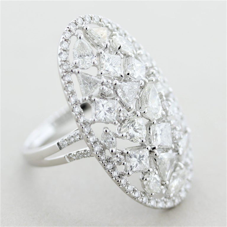 Diamond Multi-Shape Cluster Gold Ring For Sale at 1stDibs