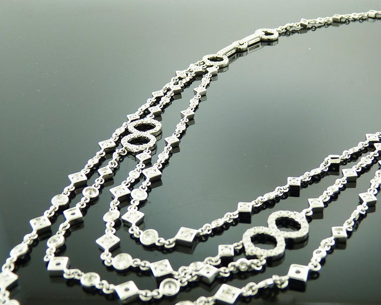 Diamond Multi-Strand Gold Necklace For Sale at 1stDibs