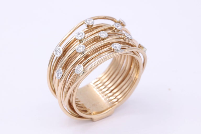 Diamond Multi Wire Ring 18 Karat Rose Gold at 1stDibs