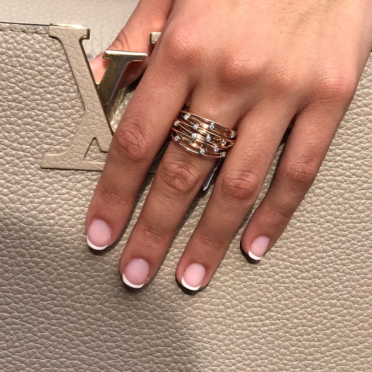 Diamond Multi Wire Ring 18 Karat Rose Gold at 1stDibs